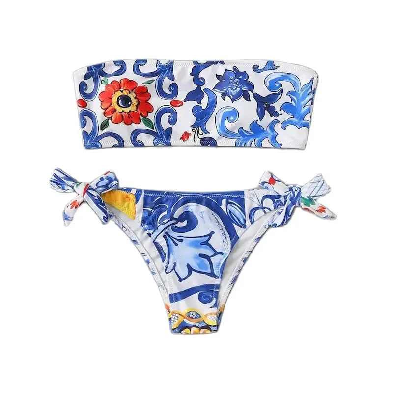 New-Print-Ethnic-Style-Tube-Top-Bikini-European-And-American-Swimwear ...