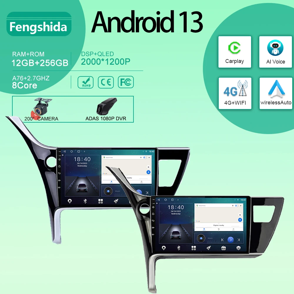 Android-Auto-For-Toyota-Corolla-11-Auris-E180-2017-2018-2019-Car-Radio ...