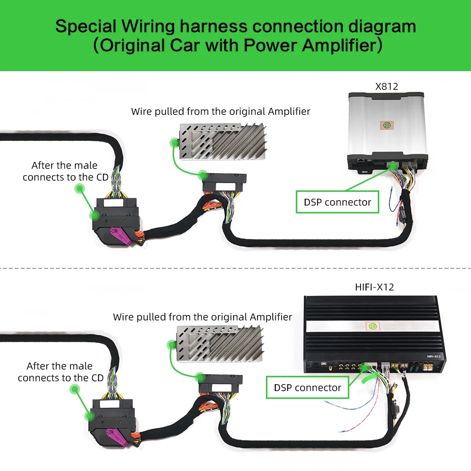 ISO 8 Channel DSP Power Amplifier Special Wiring Harness for Special ...