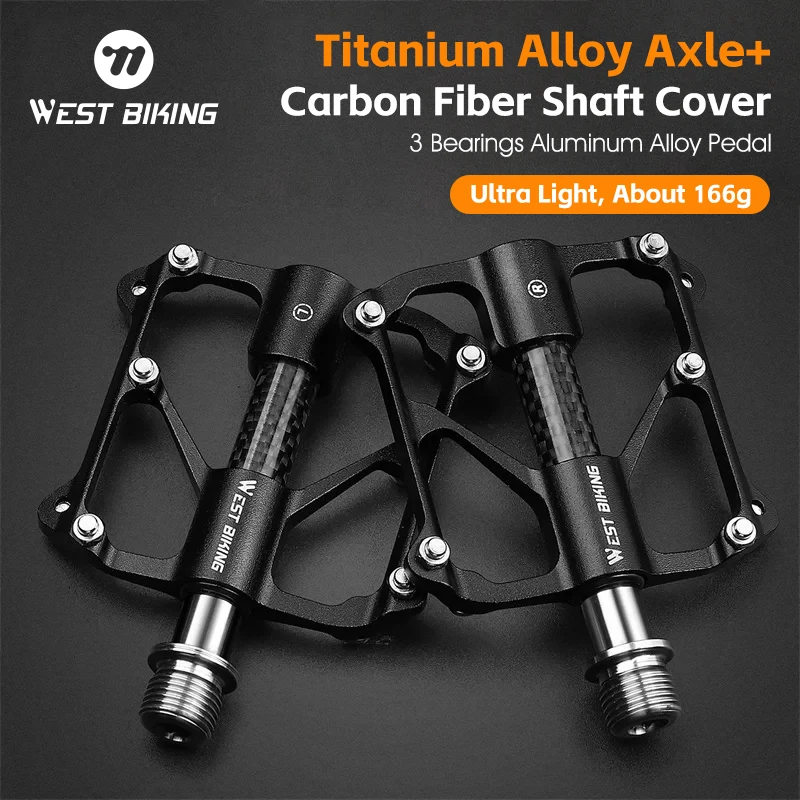 WEST-BIKING-Ultralight-Bicycle-Pedal-Titanium-CR-MO-Axle-3-Bearings ...
