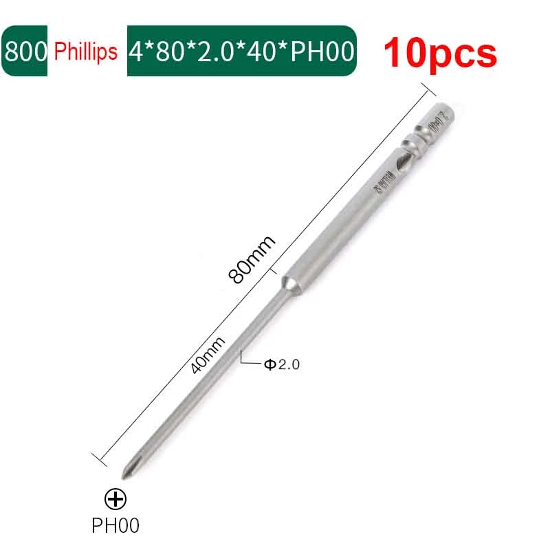 10pcs 80mm Full Length Magnetic 800 Round Shank Electric Phillips ...