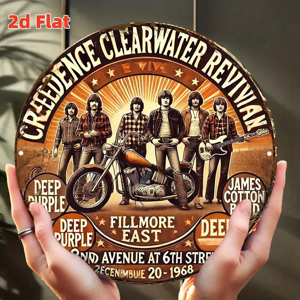2D Flat, Vintage Creedence Clearwater Revival Band Metal Wall Art ...
