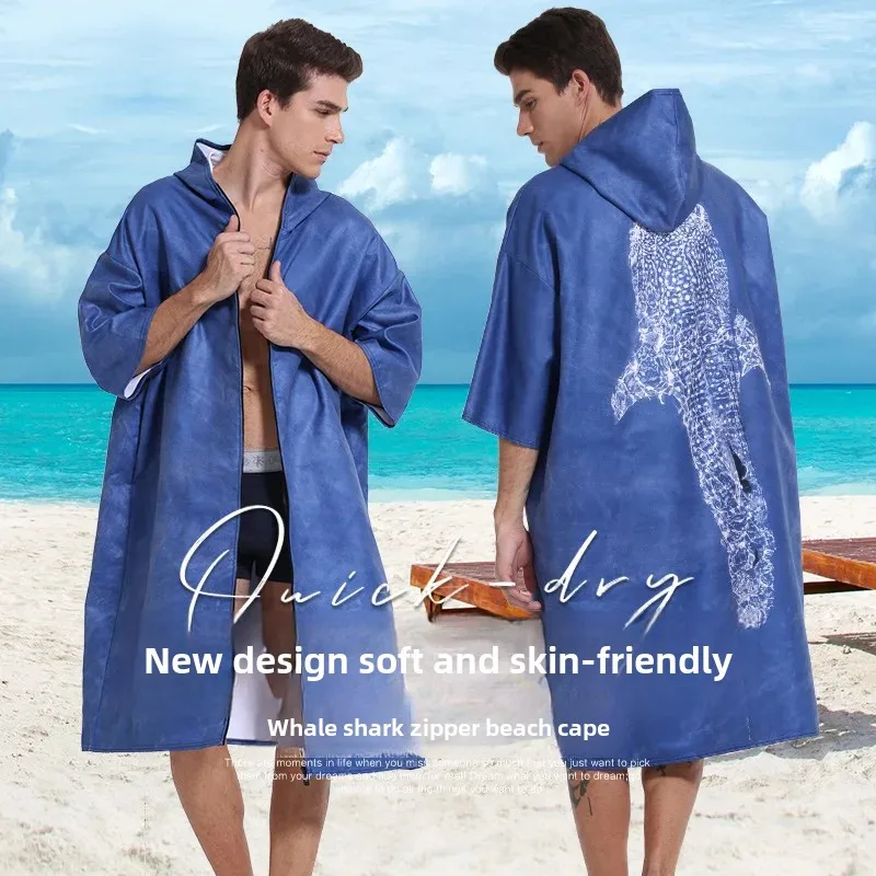 Quick Dry Surfing Hooded Towel Coat Non Sand Stick Swimming Diving ...