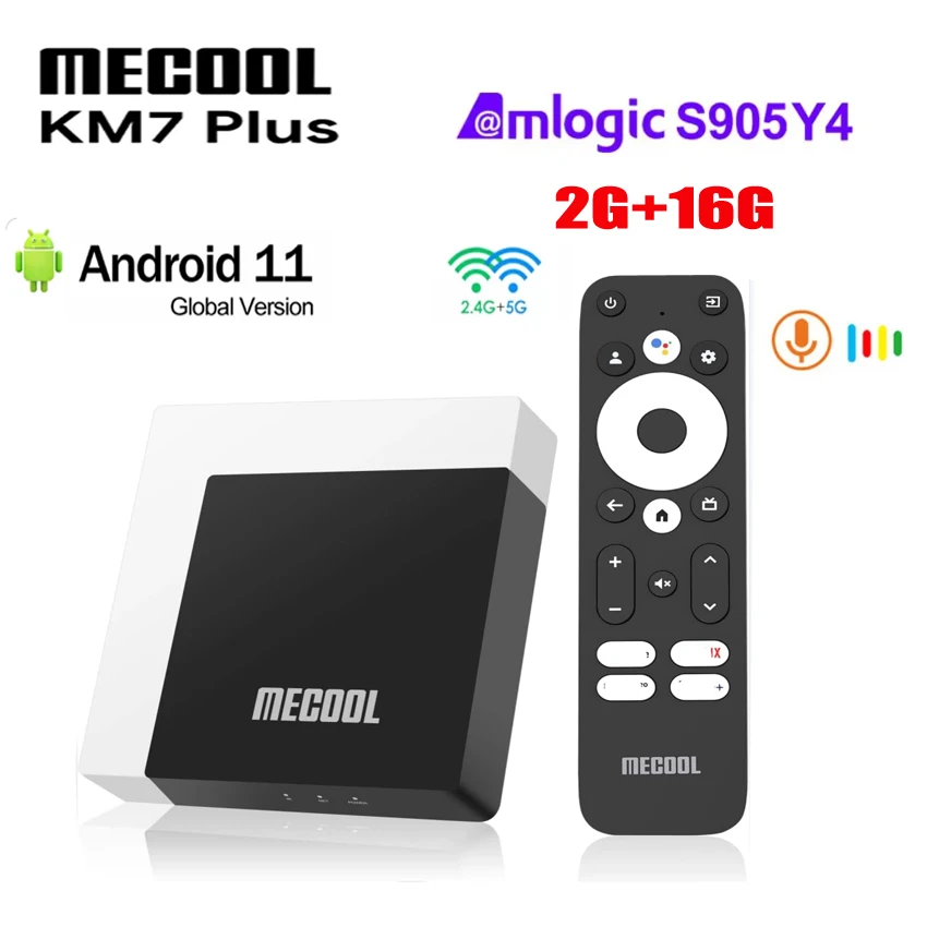 Mecool-KM7-Plus-TV-Box-Android-11-2G-16G-Amlogic-S905Y4-Netfx-G0gle ...