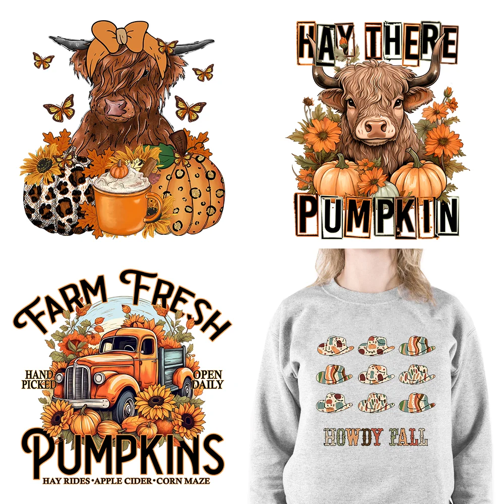 Custom Howdy Fall Highland Cow Thanksgiving Autumn Vibes Decals DTF ...