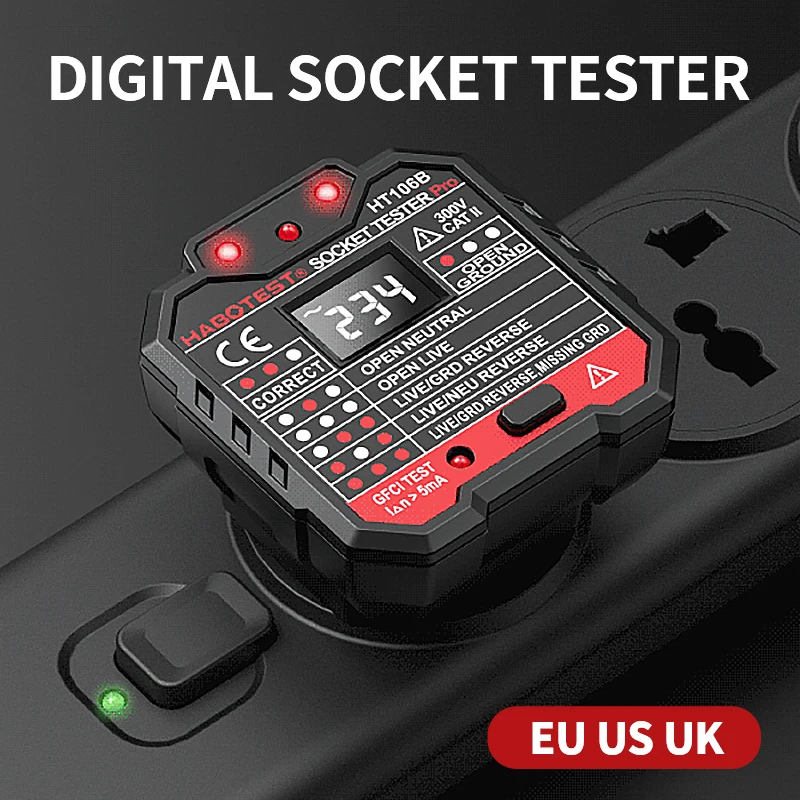 HT106-Digital-Socket-Tester-Pro-Voltage-30mA-RCD-Test-Smart-Detector-EU ...
