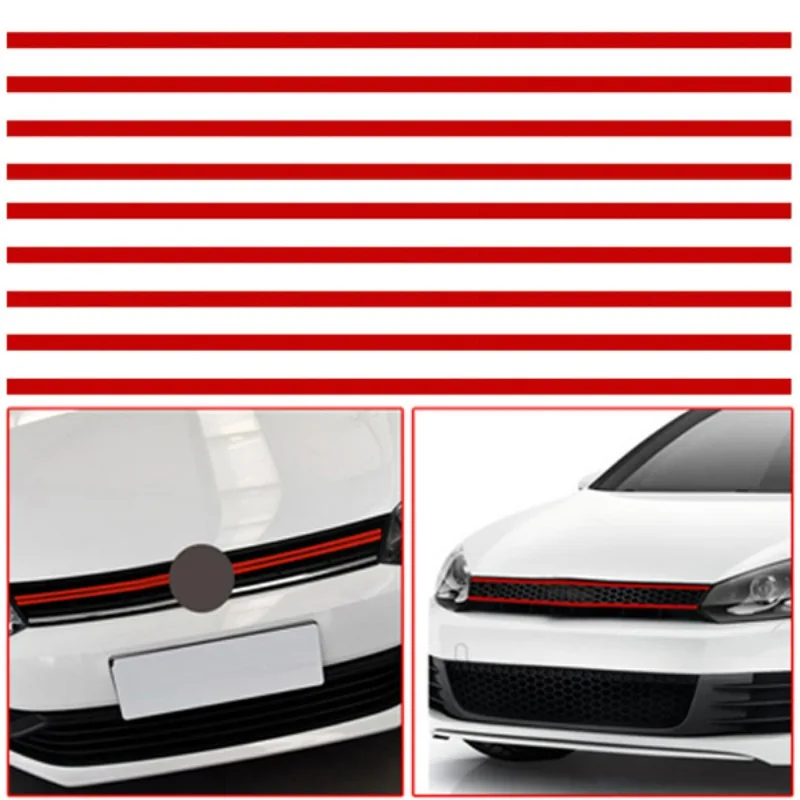 Red-Car-Stickers-Reflective-Strips-Front-Hood-Grille-Mouldings-Auto ...