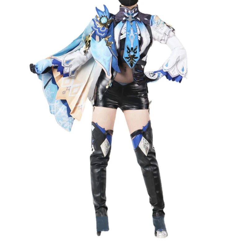 Eula Lawrence Cosplay Genshin Impact Costume Wig Uniform Wave Flower ...