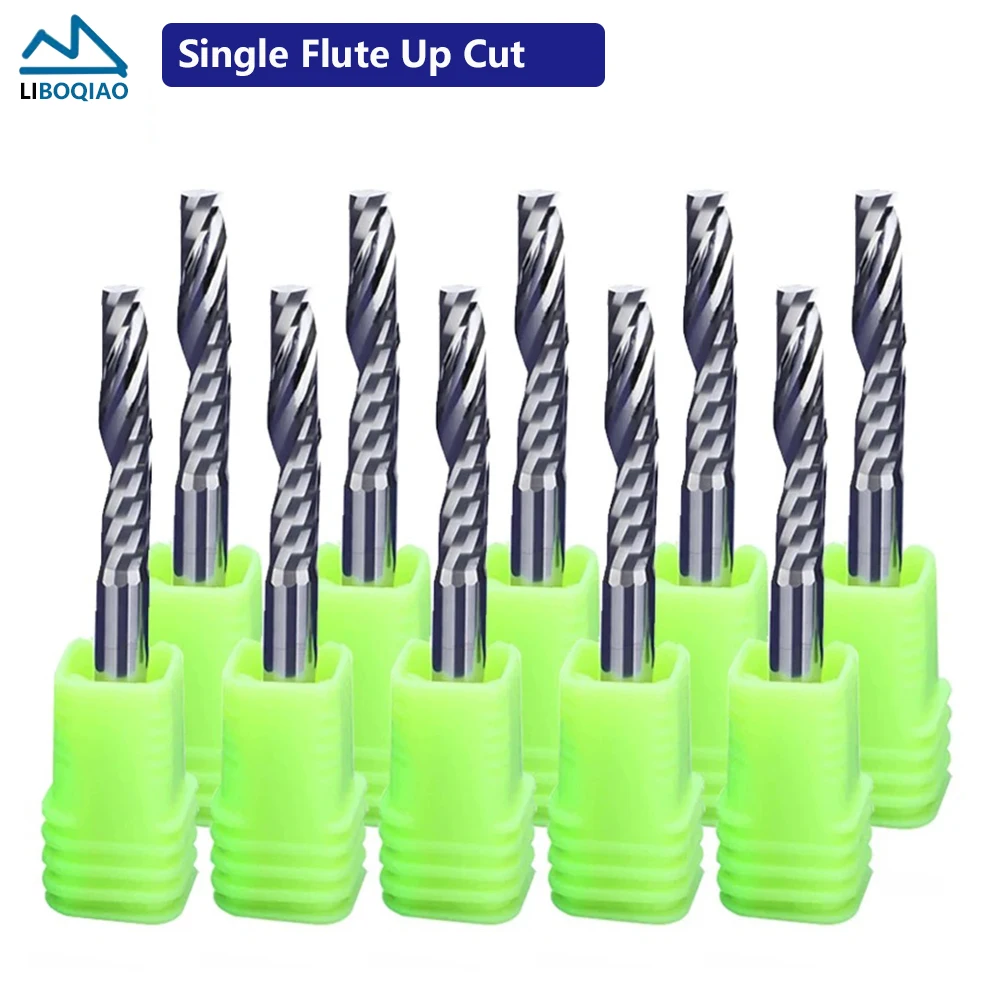 10Pcs Single Flute Spiral Milling Cutter 3.175mm 4mm 5mm 6mm 8mm 10mm ...