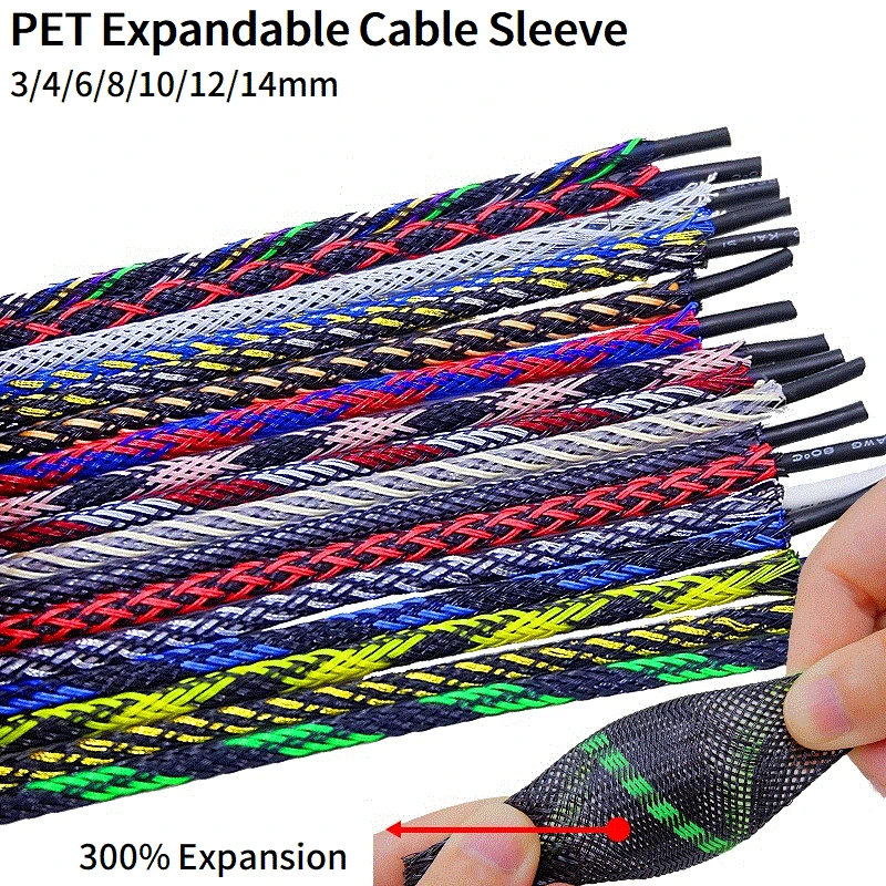 Braided Sleeve Cable Sleeves Cables | Braided Pet Expandable Cable ...