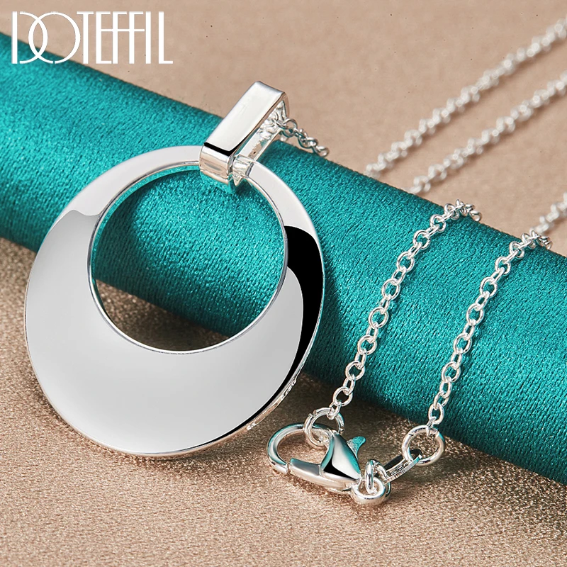 DOTEFFIL 925 Sterling Silver Sickle Pendant Necklace 16/18/20/22/24/26 ...