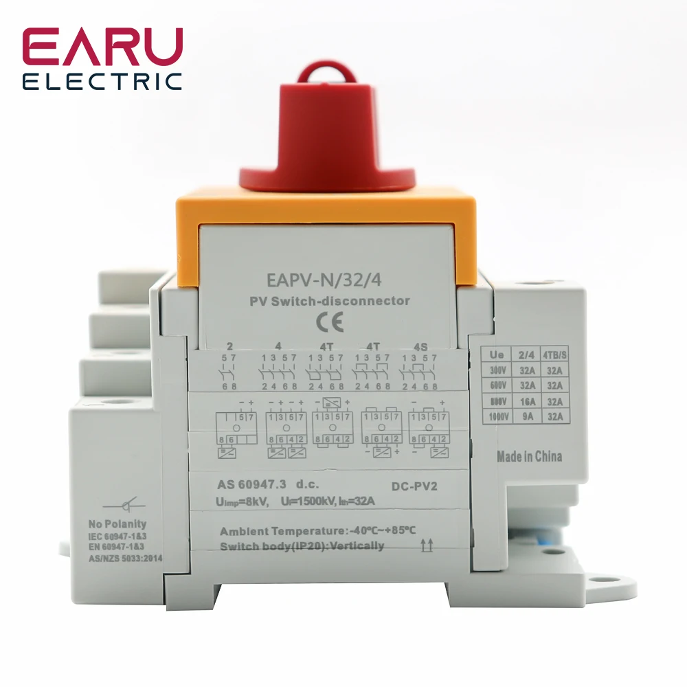 Earu EAPW 32A 1000V DIN Rail Mounted Rotary Handle Disconnector Switch ...