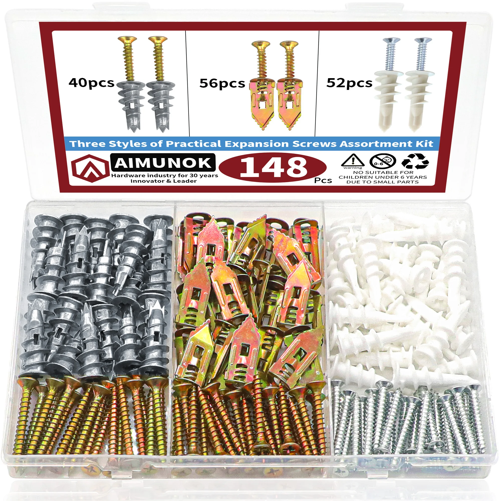 148pcs-Three-Styles-of-Practical-Expansion-Screws-Assortment-kit ...