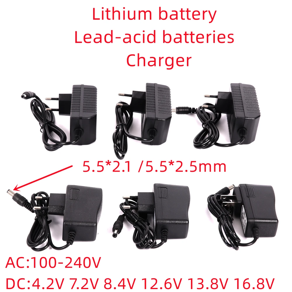 DC 4.2V 7.2V 8.4V 12.6V 13.8V 16.8V 1A 2A 18650 Lithium Battery Charger ...