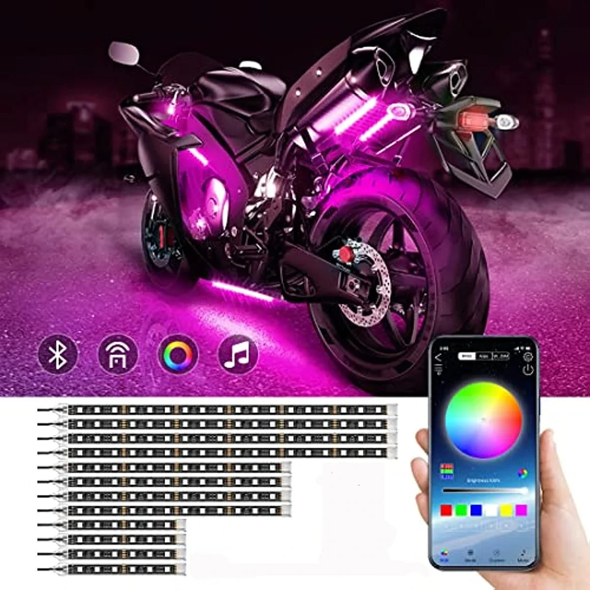 12pcs-Motorcycle-underglow-LED-Light-Kit-RGB-Motorcycle-LED-Interior ...