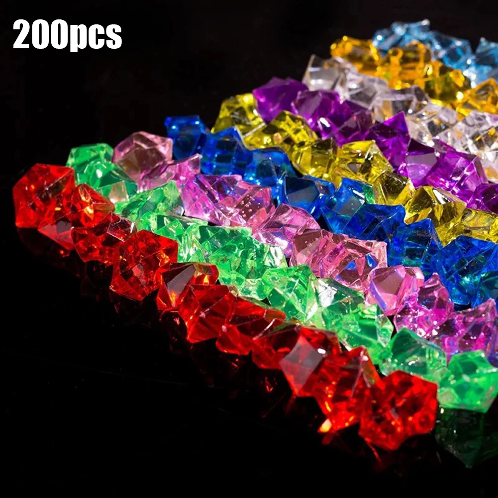200Pcs-Colorful-Acrylic-Stones-Ice-Cubes-Decor-Vase-Plant-Filler-Pebble ...