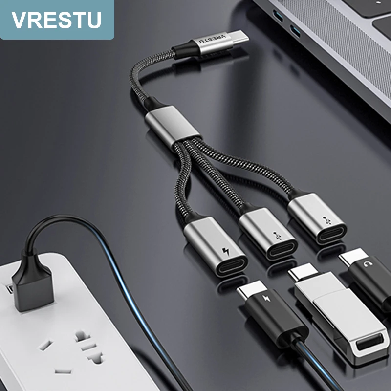 Usb Typec Hub Usb C Docking Station 3 In 1 Splitter Otg Convertor Pd60w ...