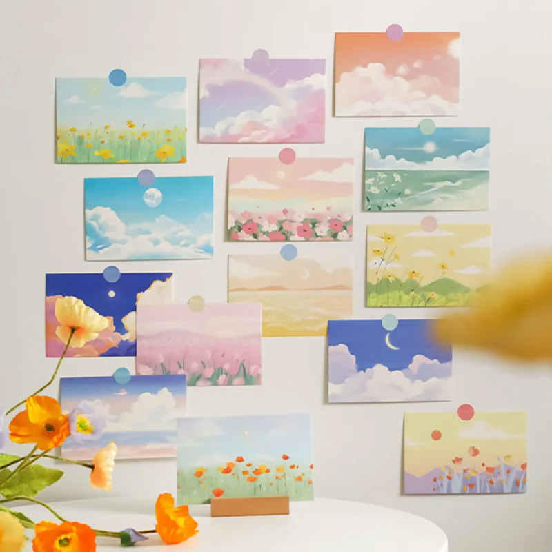 Ins Color Sky Landscape Artistic Postcard Hand Drawn Style Background ...