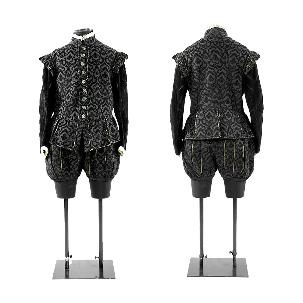 Men's Black Noble Uniform Belle Gown Tudor Knight King Prince Suit ...