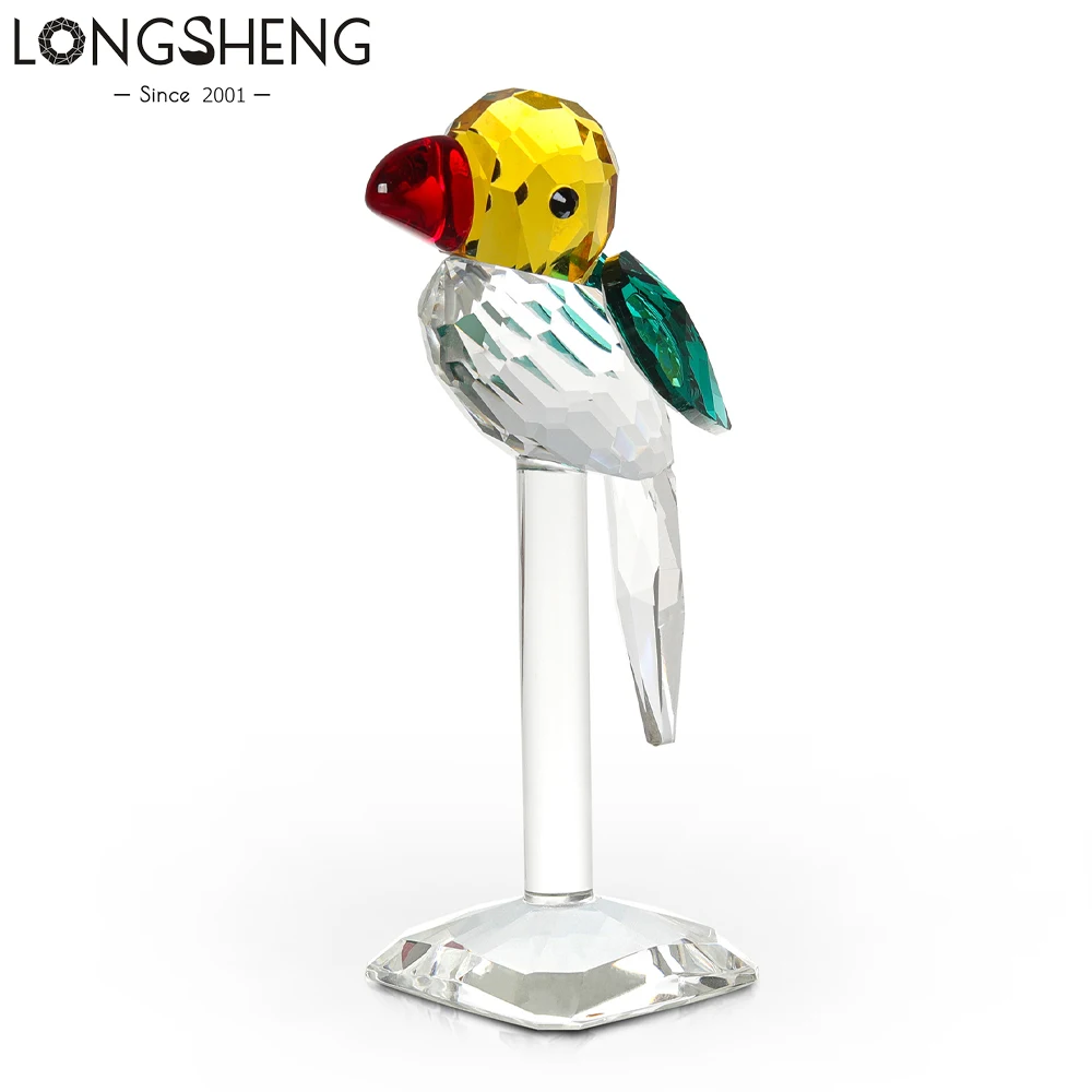 Handmade Crystal Parrot Statue Art Glass Blown Animal Figurine Cute ...