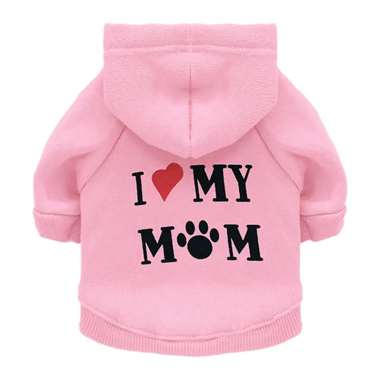 I LOVE MY MOM Dog Sweatshirt Hoodie Pet Sweater Cat Jumper Printed ...