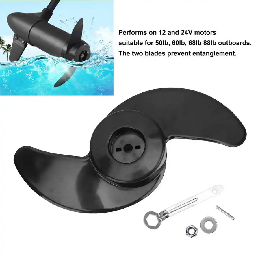 2-Blades-Plastic-Propeller-Electric-Trolling-Motor-Parts-Boat-Accessory ...