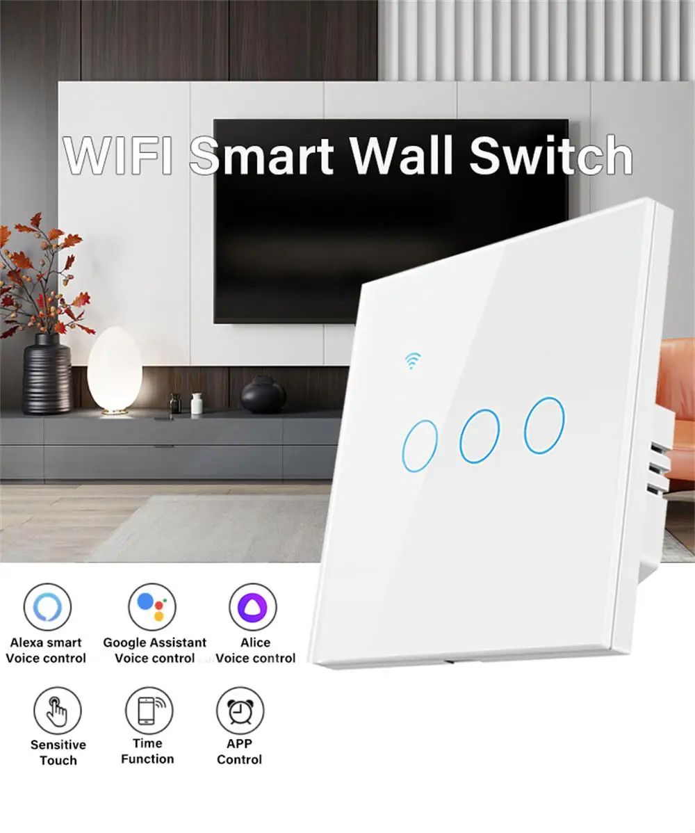 1PCS WiFi Smart Light Touch Switch Smart Life Glass Panel EU Wall ...