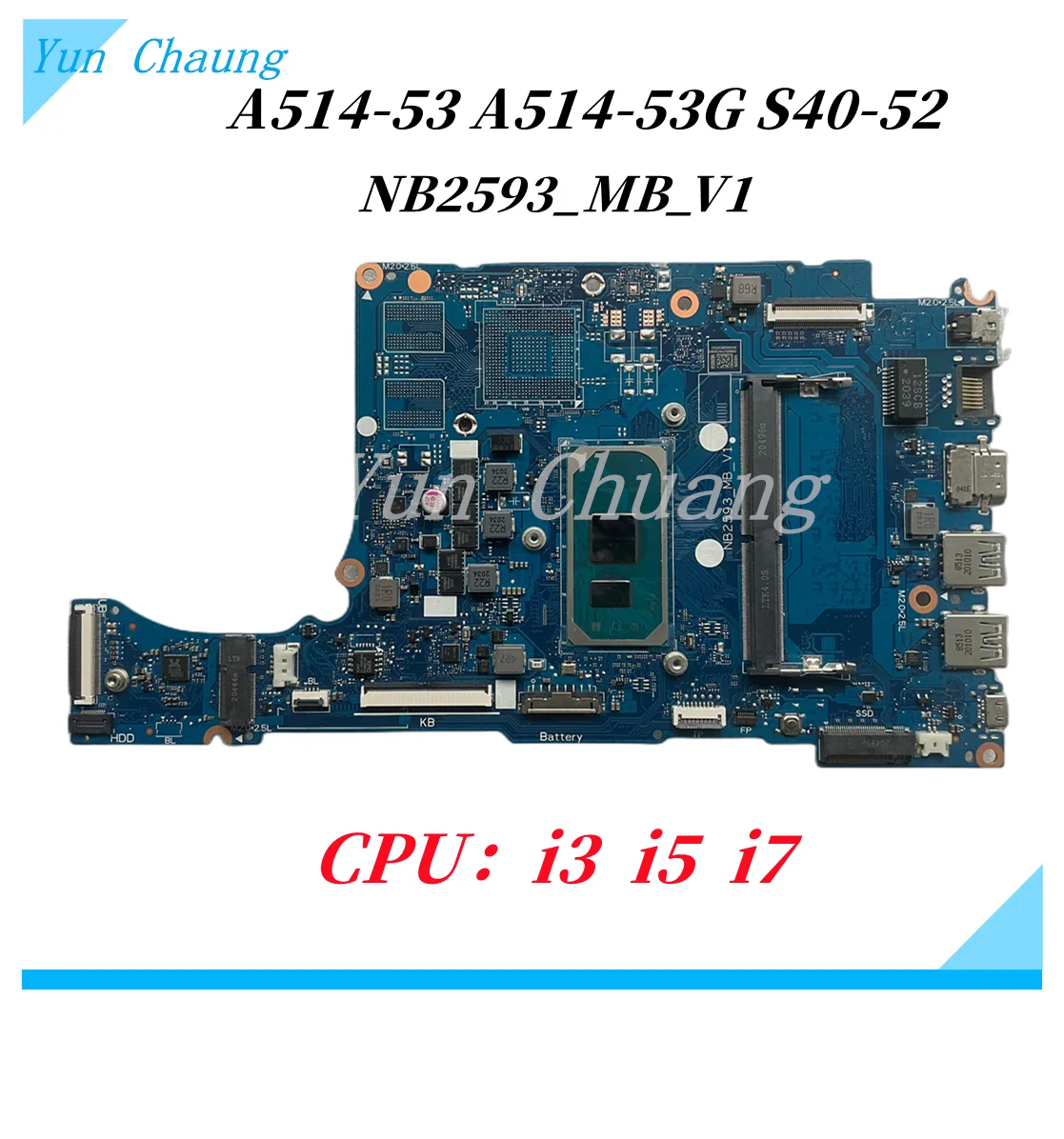 Laptop Motherboard para Aspire, NB2593 MB V1, Mainboard para A514 53, A514 53G, S40 52, i3, i5 ...
