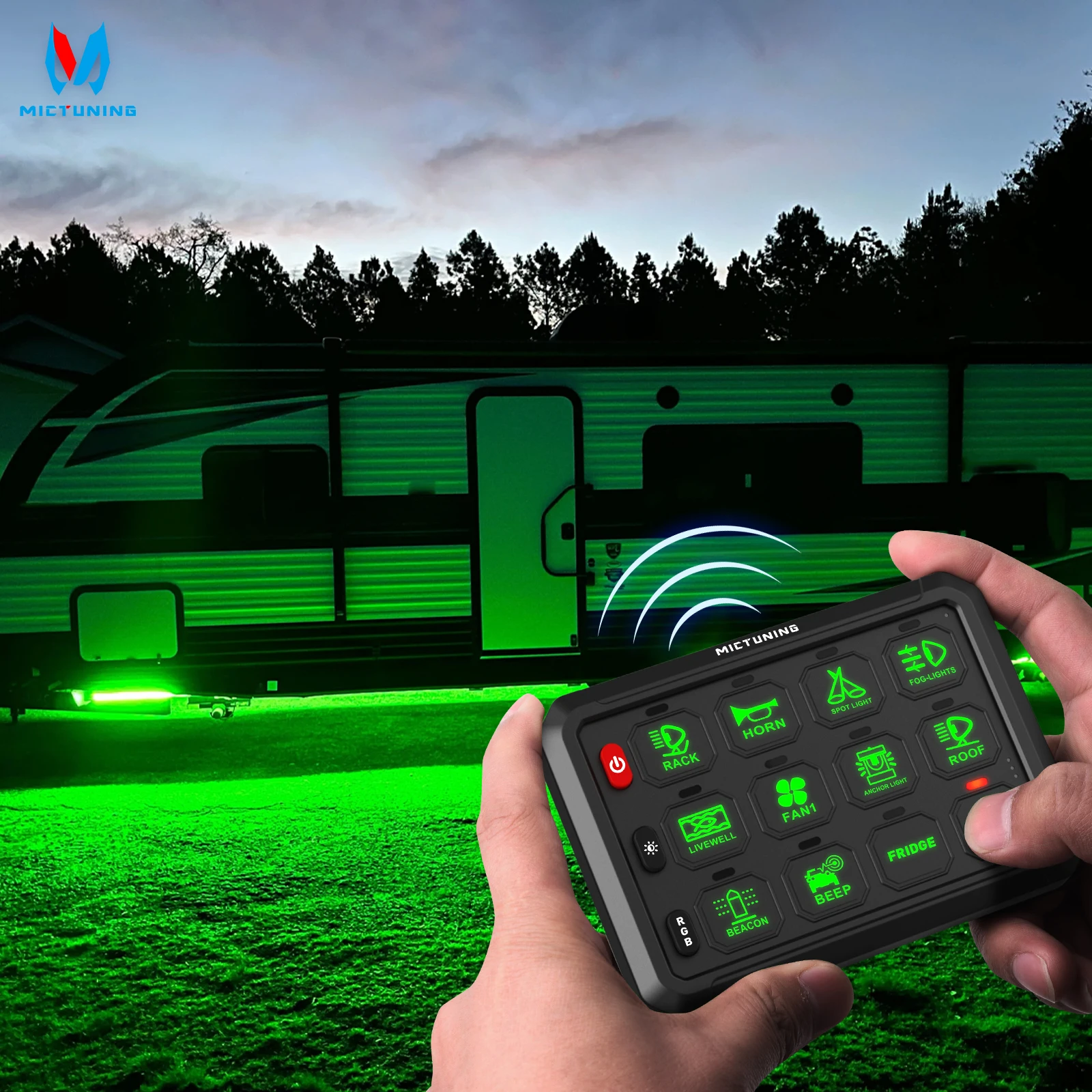 12-Gang-Universal-Switch-Panel-Wireless-Cordless-Adjustable-RGB-Colors ...