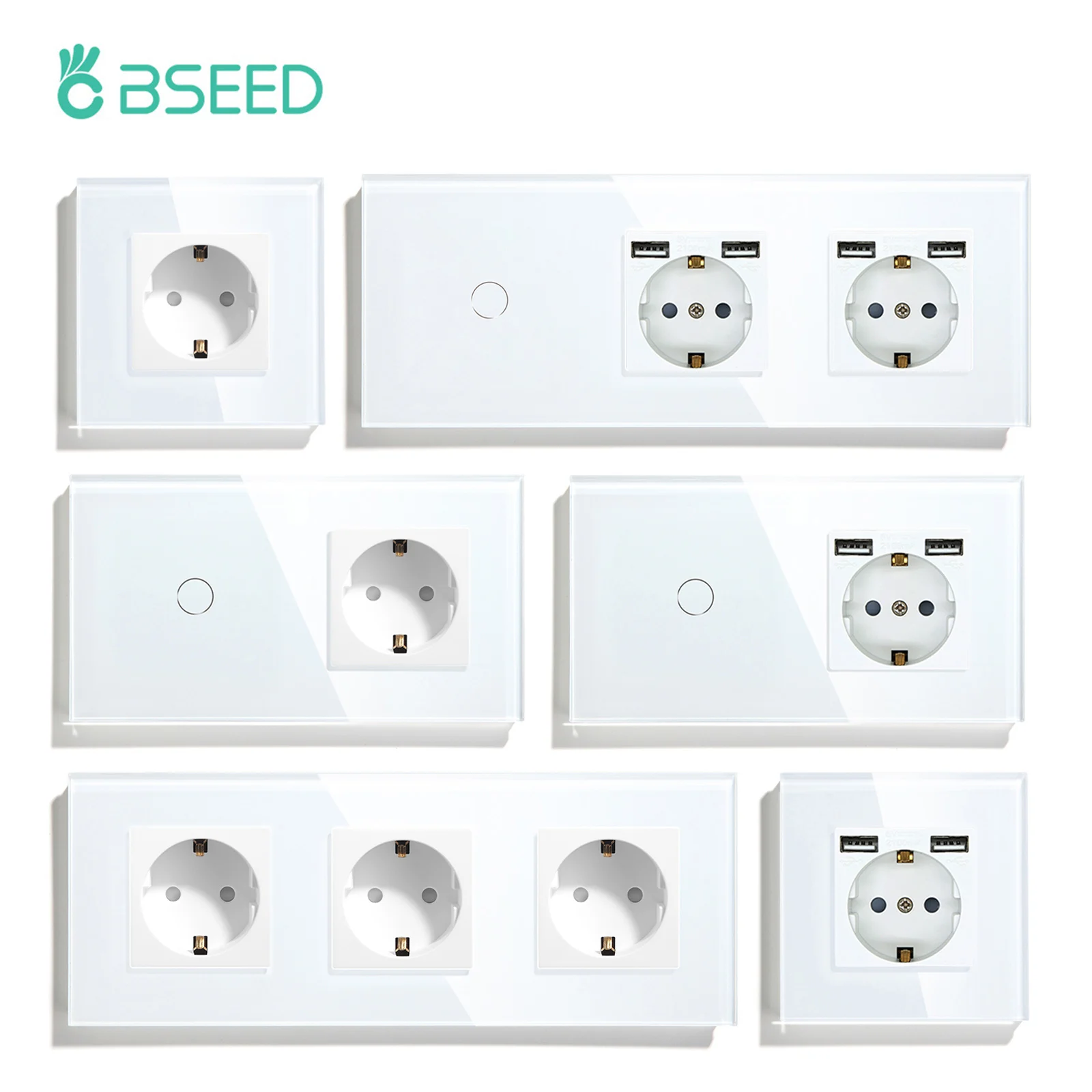 Bseed Touch Light Switch With Eu Wall Socket Home Wall Switches 1/2 ...