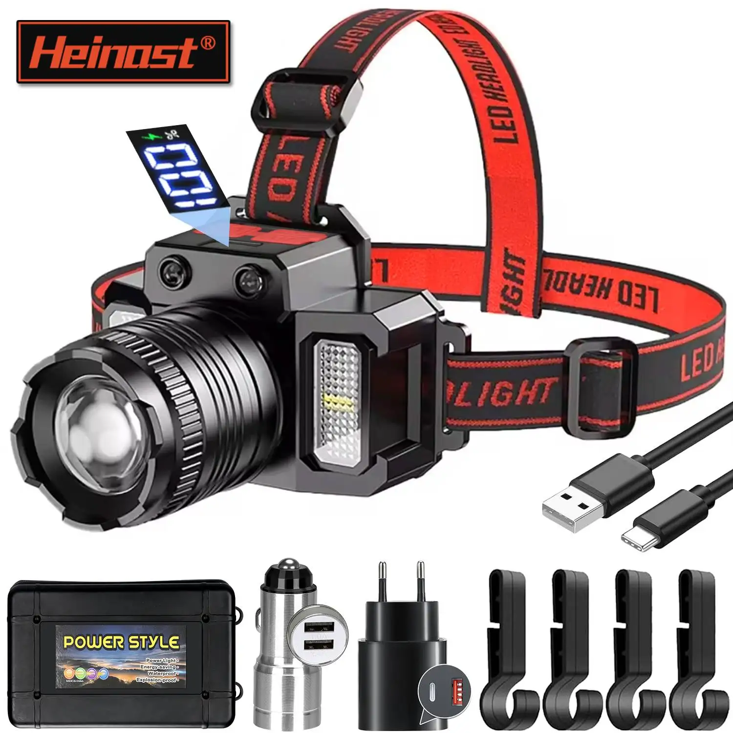 Heinast-Upgrade-T51-LED-Headlamp-Motion-Sensor-Rechargeable-Head ...
