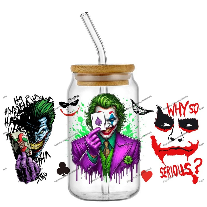 Newest 35 Design Popular Cartoon JOKER Couple 16oz UV DTF 3D Sticker ...