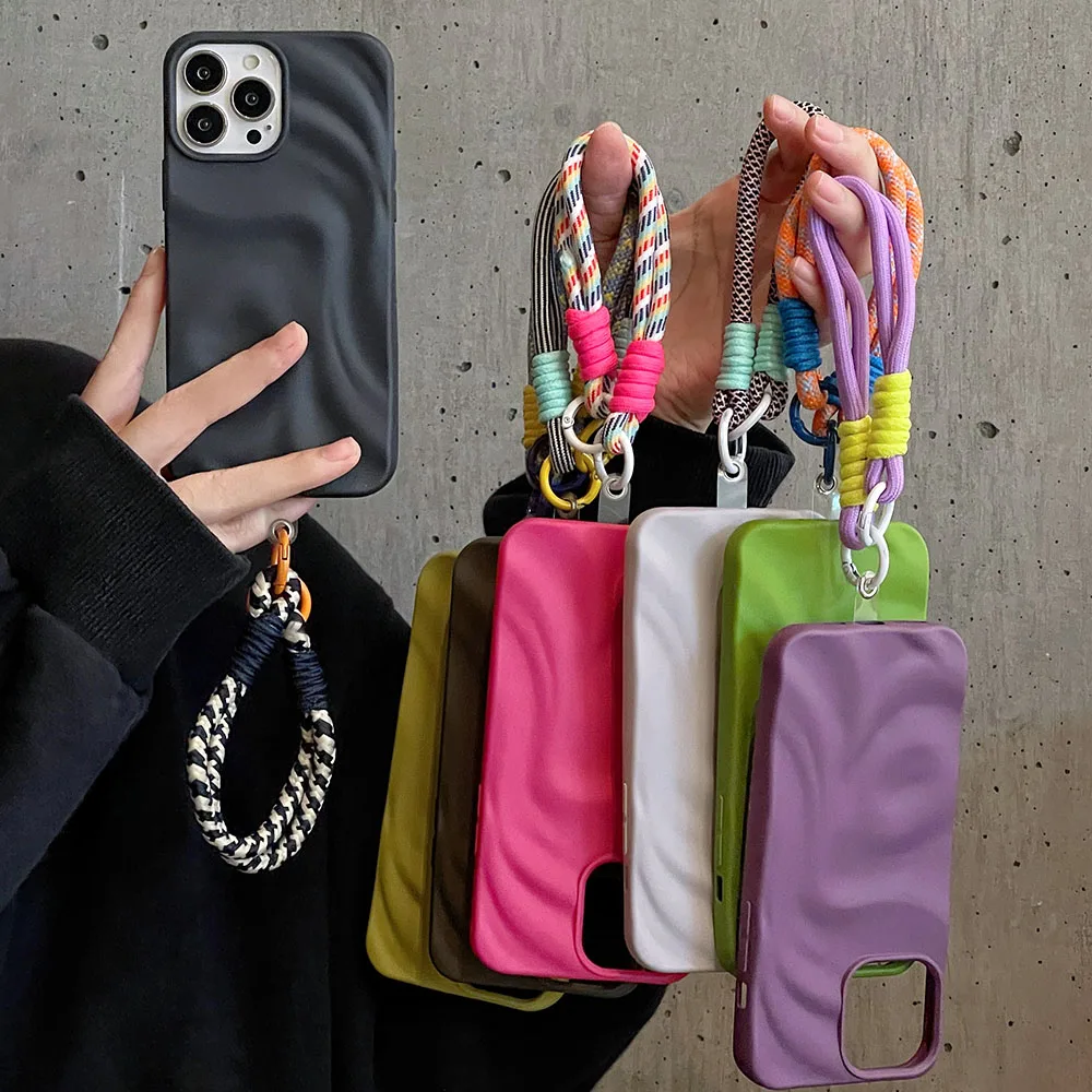 Wrinkle-Pleats-Colorful-Lanyard-Case-for-iPhone-14-13-12-Pro-Max-11 ...