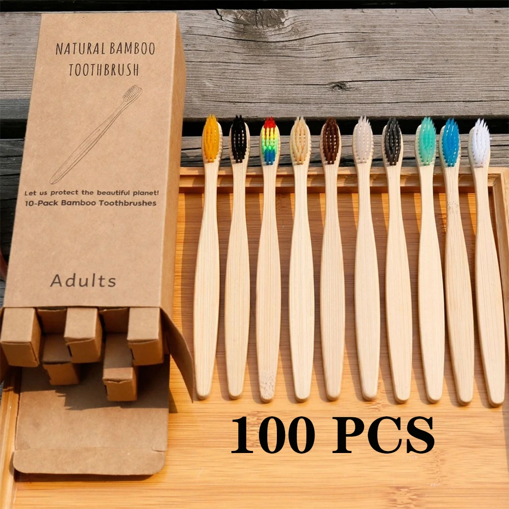 10-20-30-50-100PCS-Colorful-Toothbrush-Natural-Bamboo-Tooth-Brush-Set ...