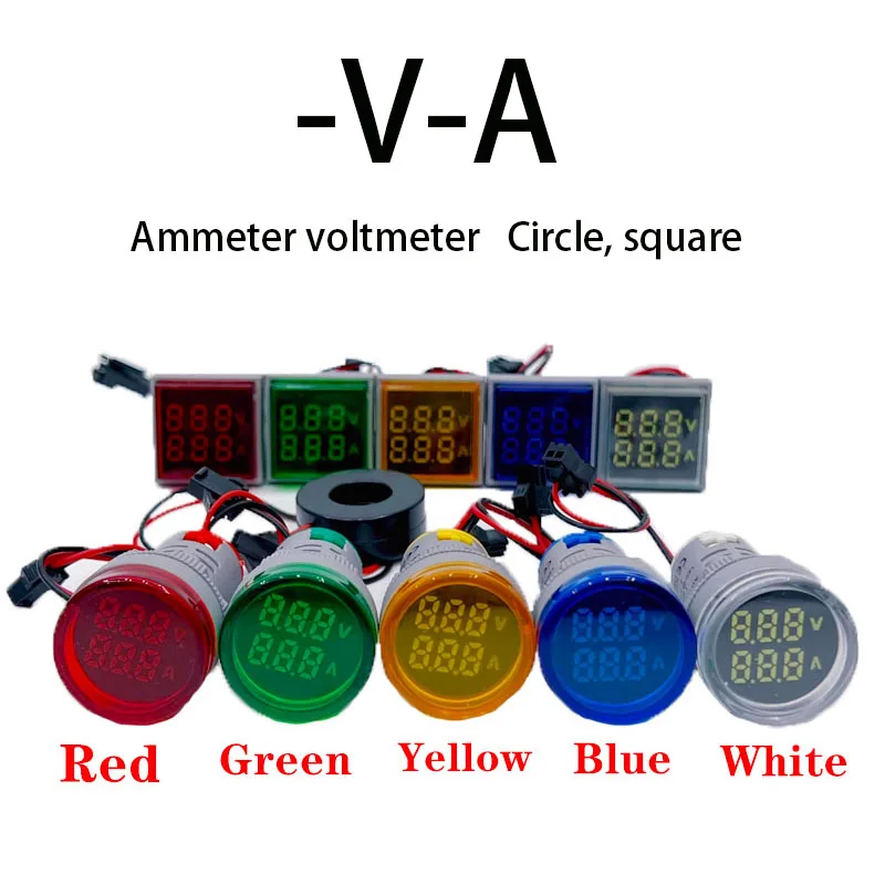 LED 22 Mini Current Voltage Meter 220v Indicator Circle or Square ...