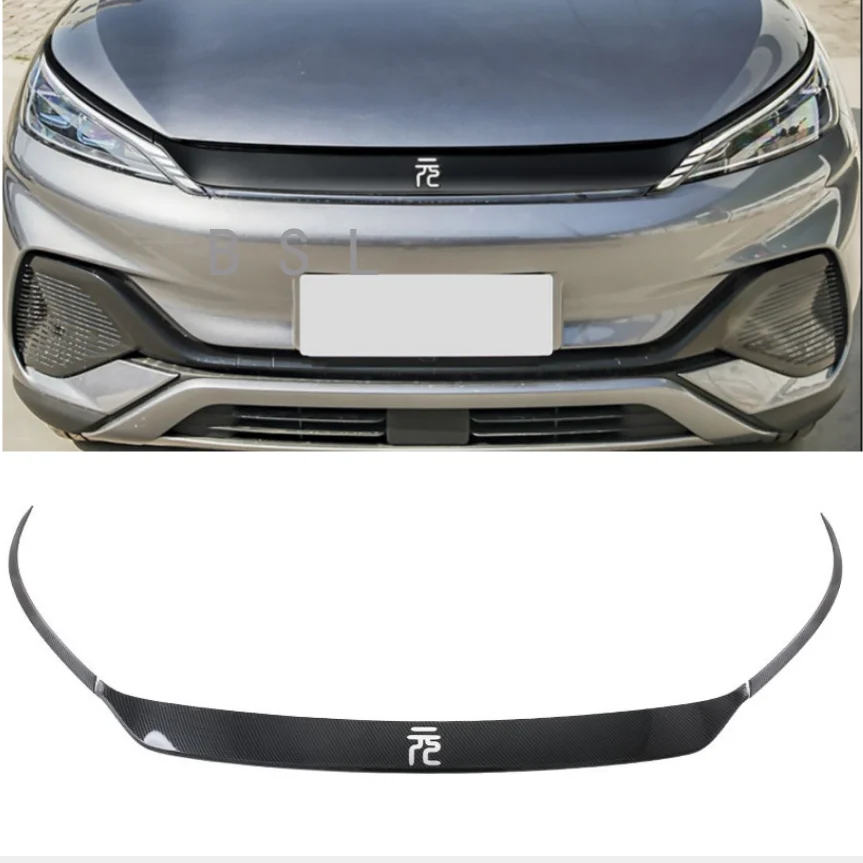 Carbon fibre Black Garnish Car Front Grille Hood Engine Decor Sticker ...