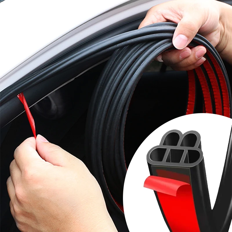 5Meters Double Layer B Shape Car Door Seal Strips Sticker Anti Dust ...