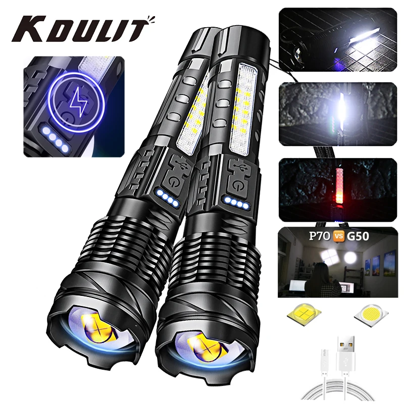 KDULIT-High-power-Multimode-Flashlight-Emergency-Tactical-Power-Display ...