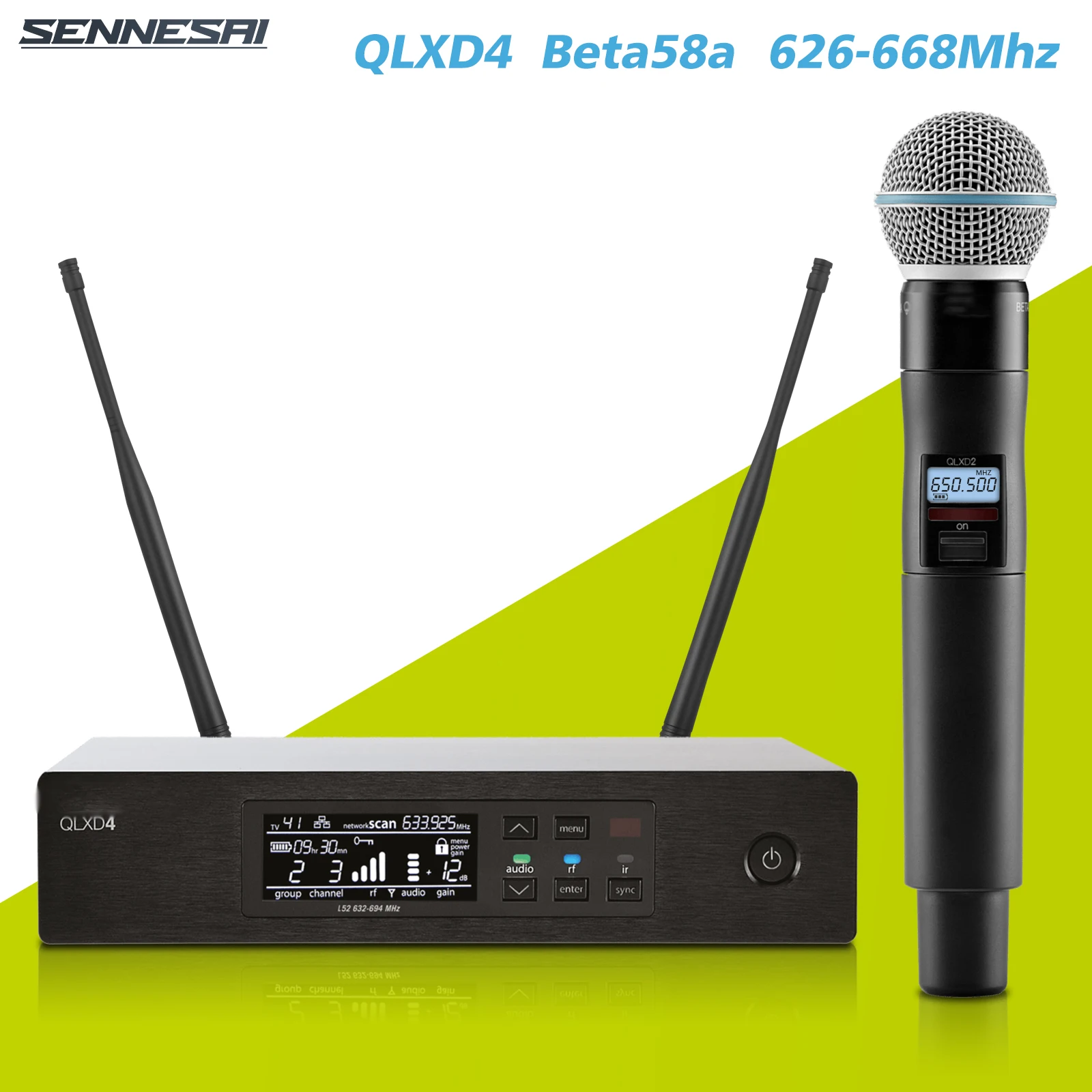 QLXD4 BETA58a UHF, sistema con micrófono inalámbrico profesional de verdadera diversidad qlxd4 ...