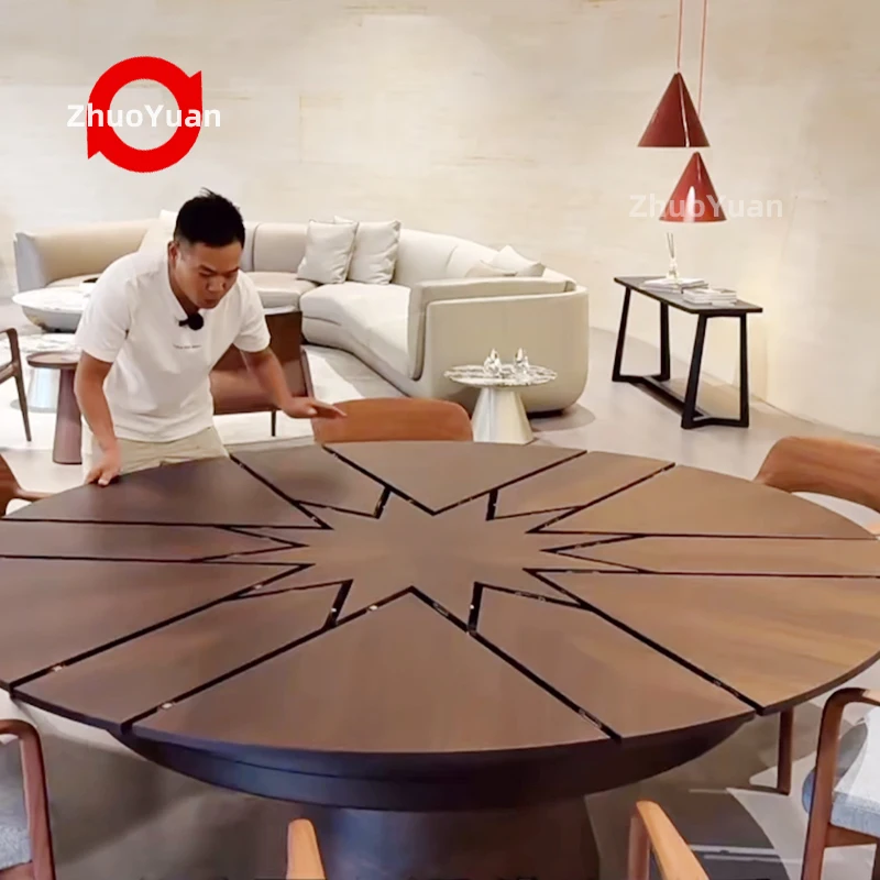 Fletcher dining expandable table adjustable expanded enlarge Rotational ...