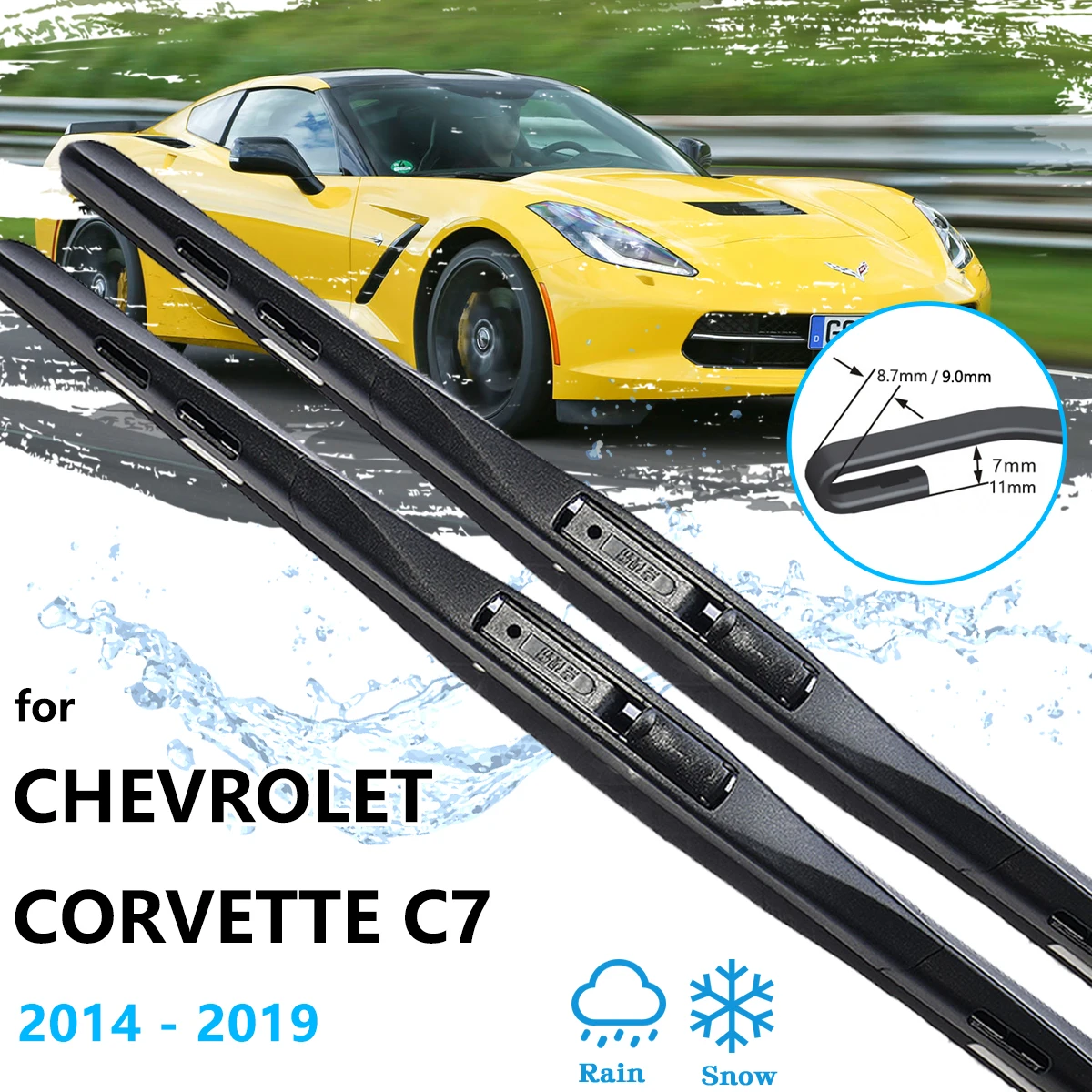 For-Chevrolet-Corvette-C7-2014-2019-Car-Wiper-Blade-Rubber-Front-Window ...