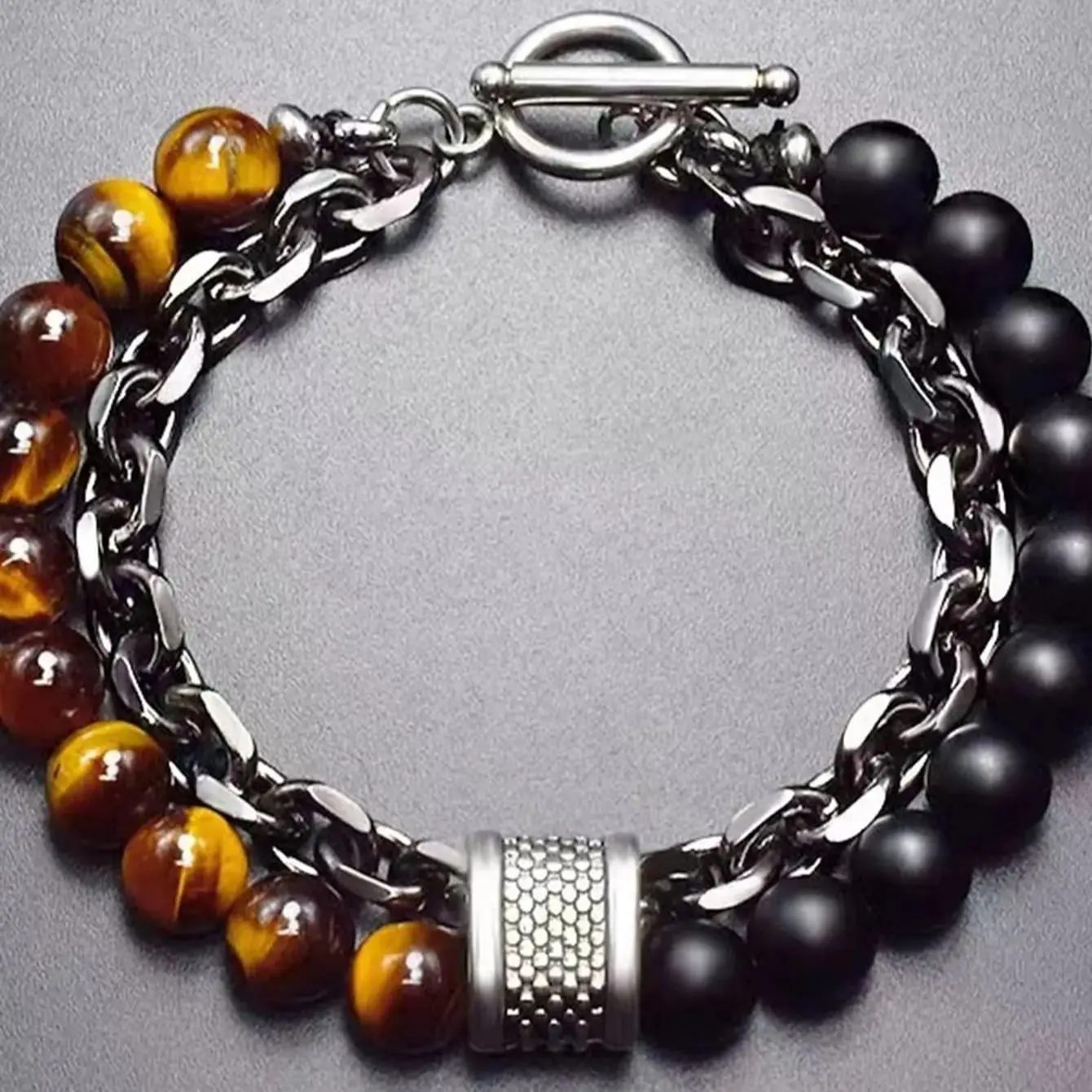 1 piece of vintage style high-end beaded natural stone chain bracelet ...