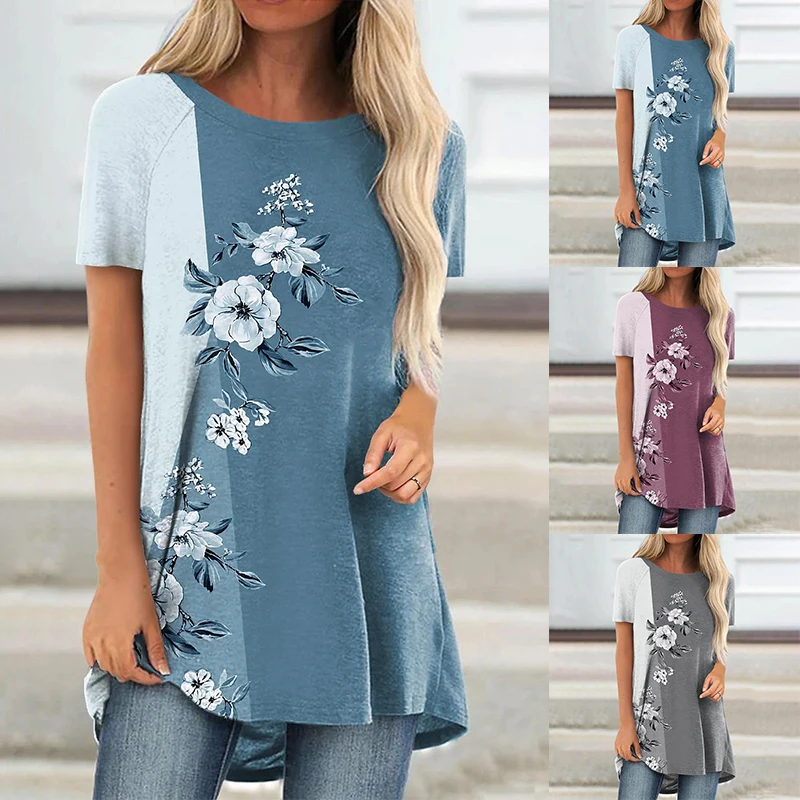 2022-Summer-Elegant-Women-s-Floral-Theme-Printed-Painting-Pullover-3D ...
