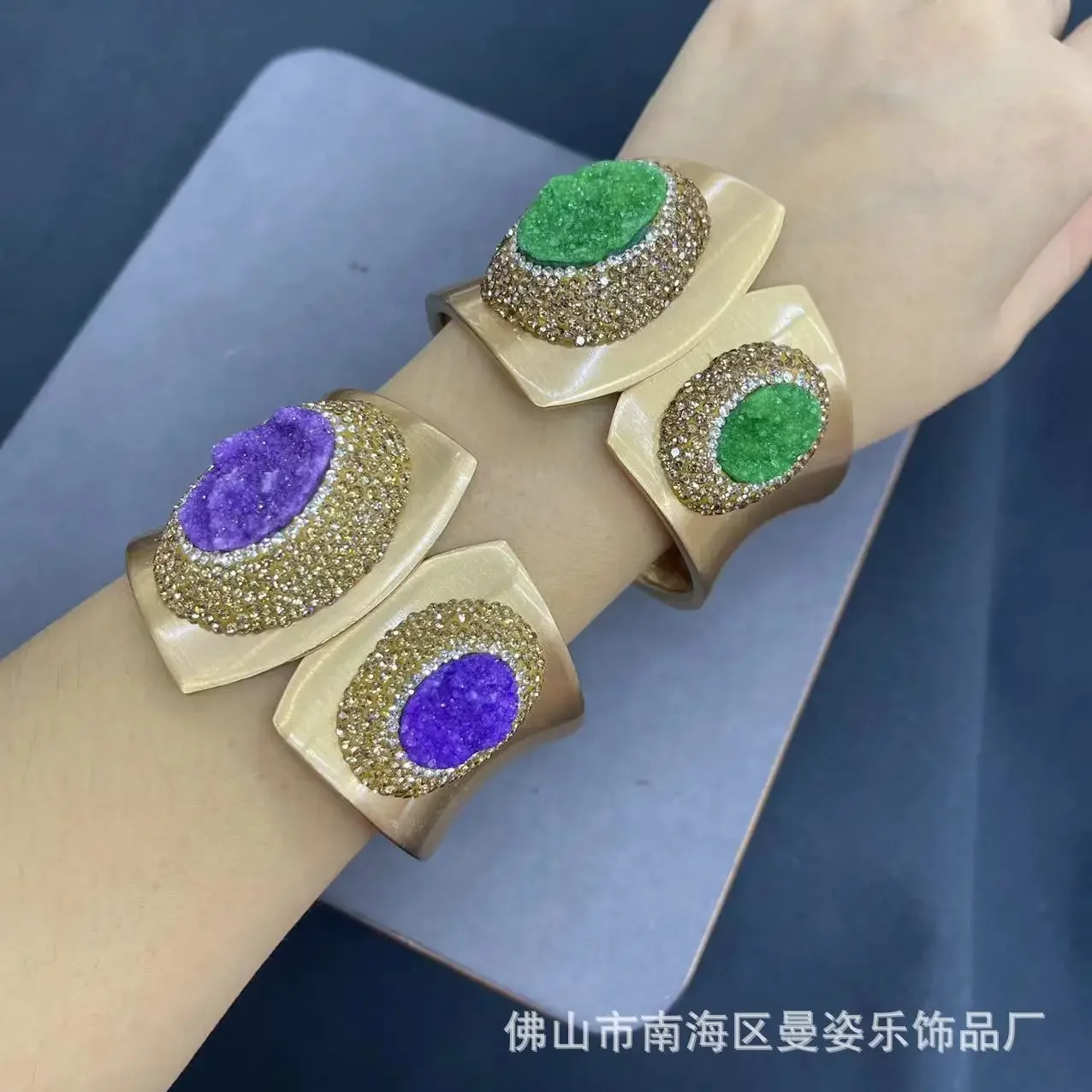 Original natural agate crystal tooth brushed craft live bracelet French ...