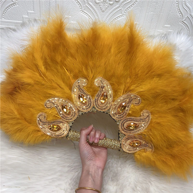 High Quality Feather Fan Big Size African White Feather Handfan With ...