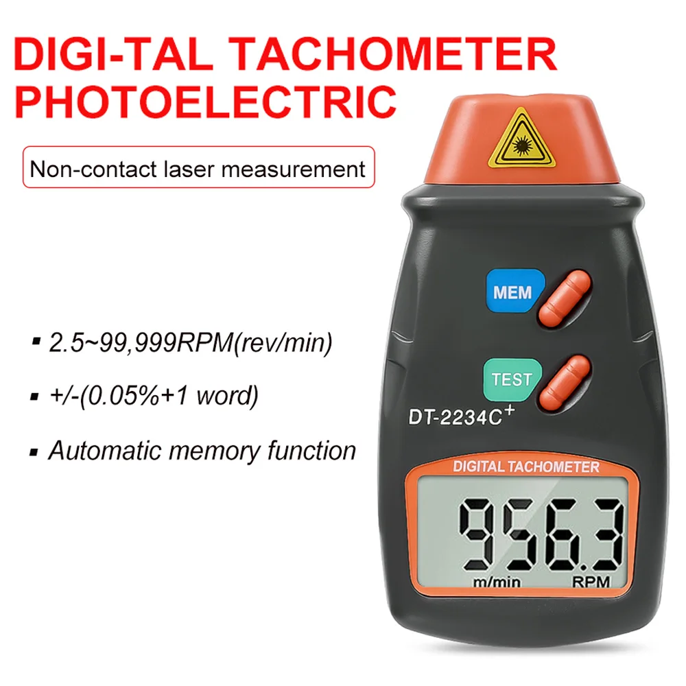 New 1set Digital Laser Tachometer Rpm Meter Non-contact Motor Speed ...