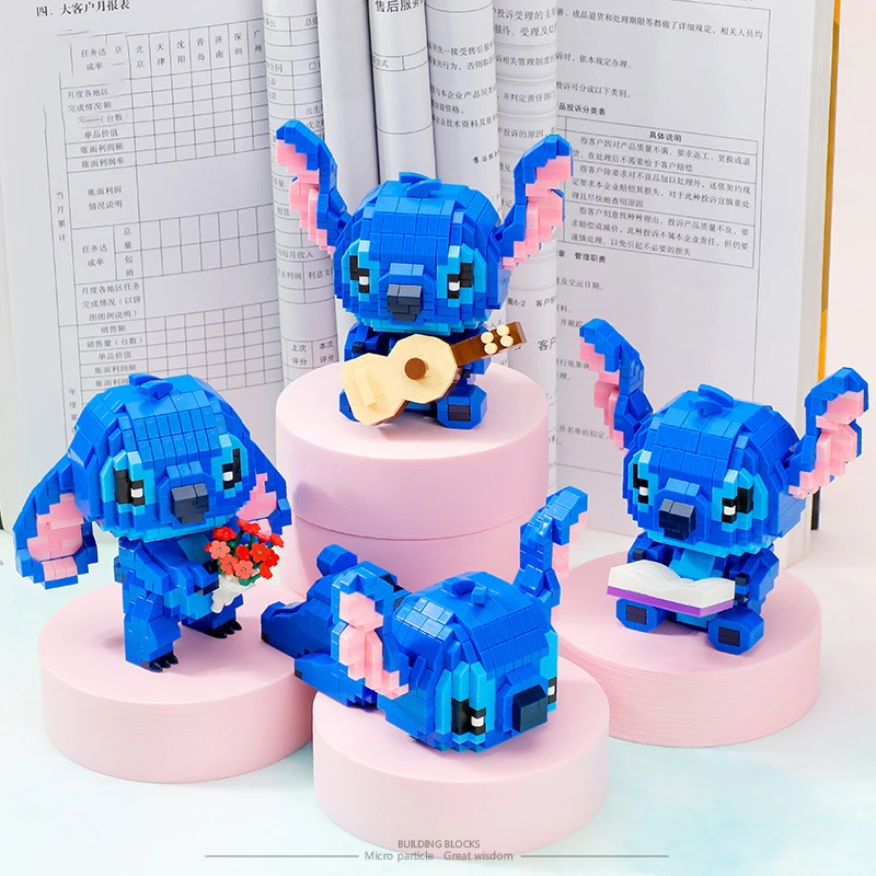 621pcs+ Lazy Stitch Micro Building Blocks Diy Play The Guitar Disney ...
