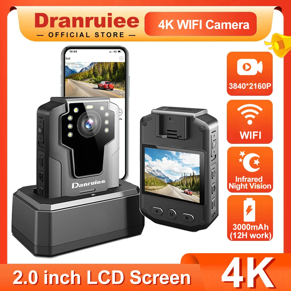 Danruiee-M7-Body-Worn-Camera-4K-2160P-Police-Body-Cam-3000mAh-Bodycam ...