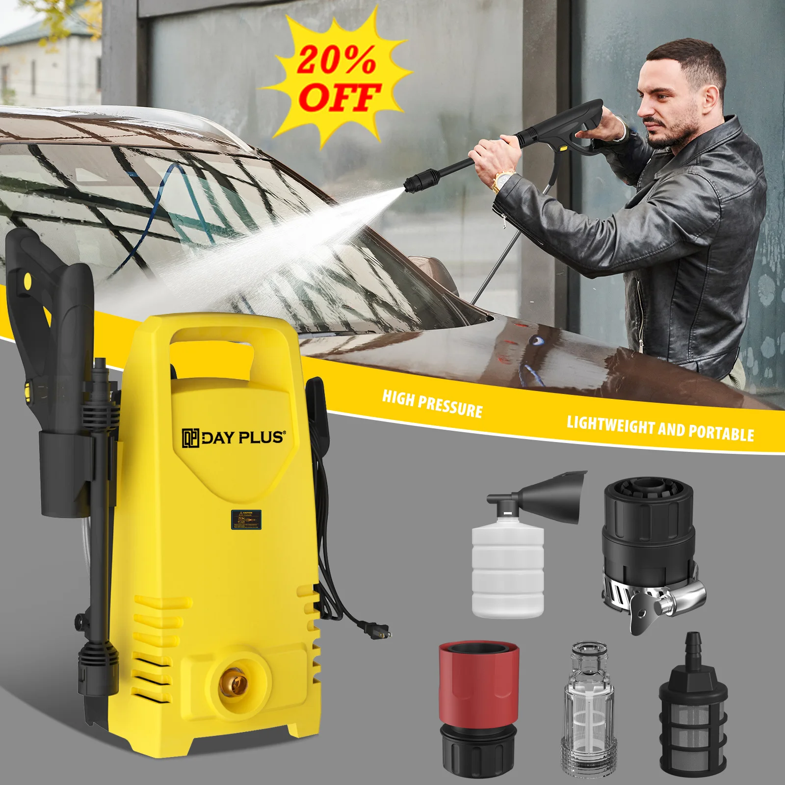 DayPlus 5000W High Pressure Washer Portable Jet Wash Car Patio Garden ...