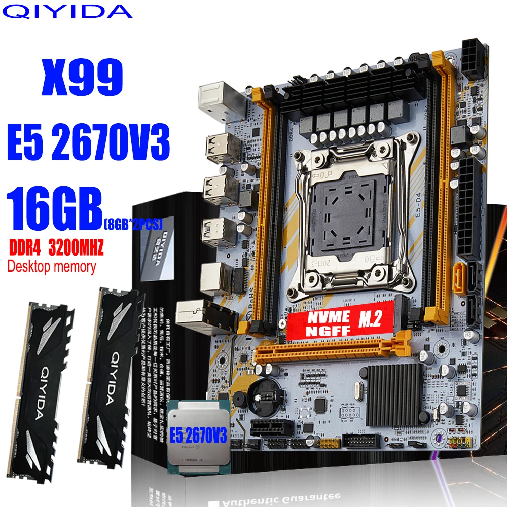 QIYIDA-X99-Motherboard-Set-Kit-With-LGA2011-3-Xeon-E5-2670-V3-CPU-2-8GB ...